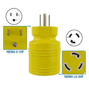 Conntek 30222-YW 15A to L5-30R Plug Adapter,Yellow