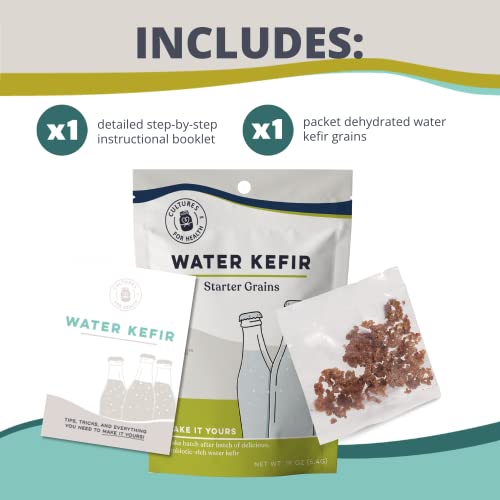 Cultures for Health Water Kefir Grains | DIY Fermented Probiotic Drink Powder for Stronger Gut Health | Heirloom Starter Makes Limitless Supply | Non-GMO Dairy Free Vegan Sparkling Water with Enzymes