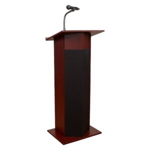 oklahoma sound 111pls-my power plus floor sound lectern, 22" width x 46" height x 17" depth, mahogany