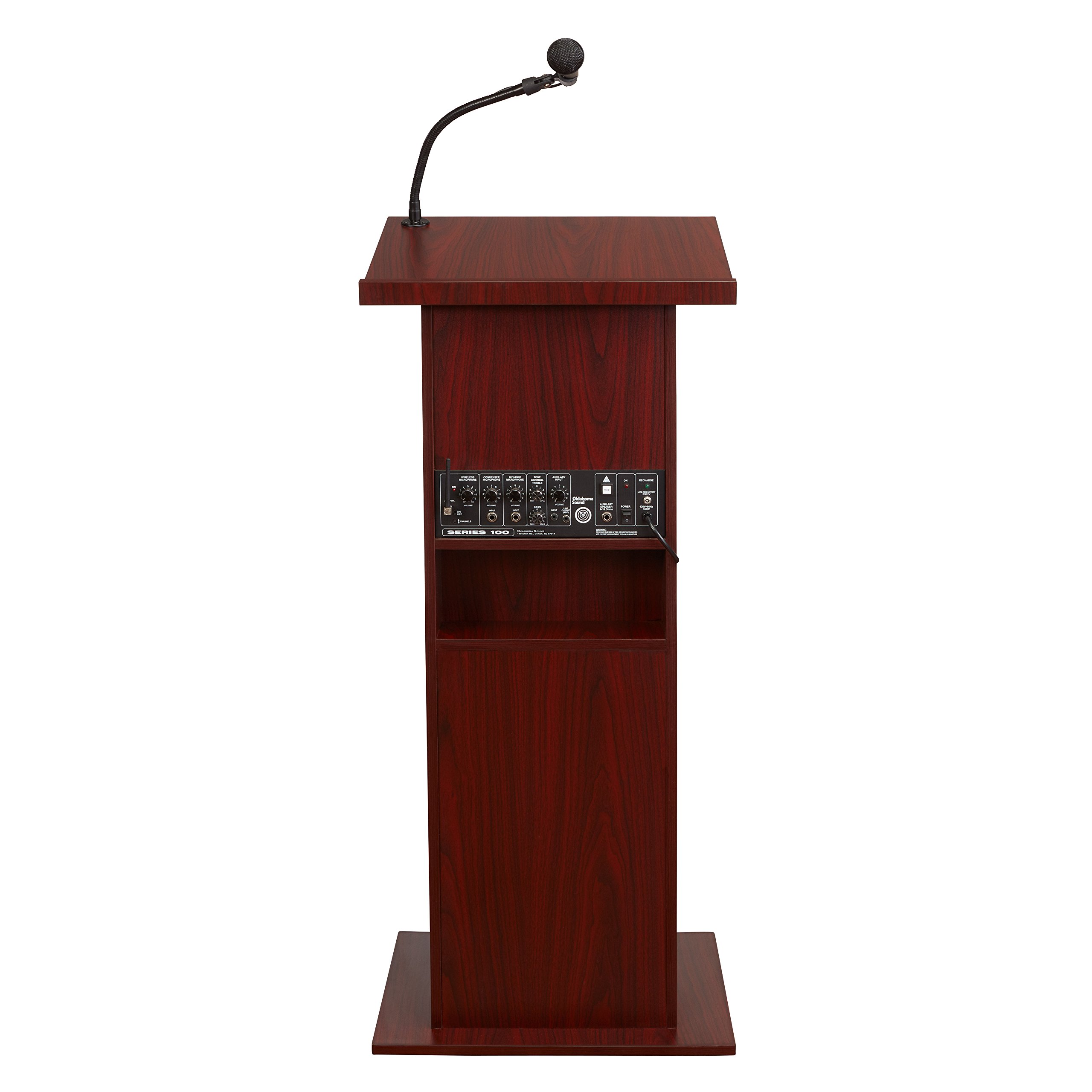 Oklahoma Sound 111PLS-MY Power Plus Floor Sound Lectern, 22" Width x 46" Height x 17" Depth, Mahogany