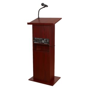 Oklahoma Sound 111PLS-MY Power Plus Floor Sound Lectern, 22" Width x 46" Height x 17" Depth, Mahogany