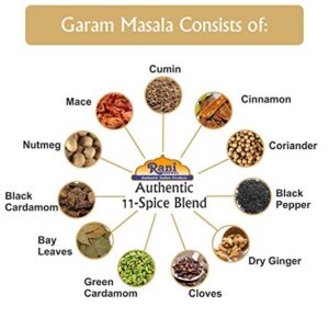 Rani Garam Masala Indian 11-Spice Blend 3oz (85g) PET Jar ~ All Natural, Salt-Free | Vegan | No Colors | Gluten Friendly | NON-GMO| Kosher | Indian Origin