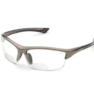 Delta Plus RX-350C 1.5 Diopter Bifocal Safety Glasses, Metallic Brown Frame/Clear Lens