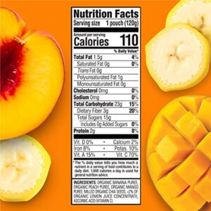 HAPPYTOT Organics Super Foods, Bananas Peaches & Mangos + Super Chia, 4.22 Ounce Pouch (Pack of 16) packaging may vary