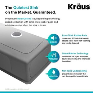 Kraus Standard PRO 33-inch 16 Gauge Undermount 50/50 Double Bowl Stainless Steel Kitchen Sink, KHU102-33