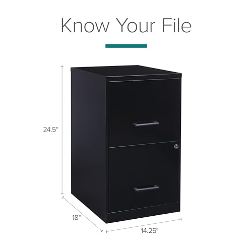 Lorell 14341 18 Deep 2-Drawer File Cabinet, Black