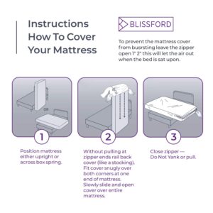 Plastic Mattress Protector Zippered Full, Waterproof Vinyl Mattress Cover, Heavy Duty Noiseless Mattress Encasement by Blissford