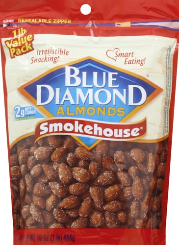 Blue Diamond Almonds Gluten Free Smokehouse Flavored Snack Nuts, 16 Oz Resealable Bag (Pack of 1)