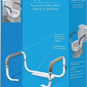 Carex Toilet Safety Frame - Toilet Safety Rails With Adjustable Width - Toilet Rails For Elderly, Handicap, Home Health Care Equipment After Surgery, Supports 300lbs