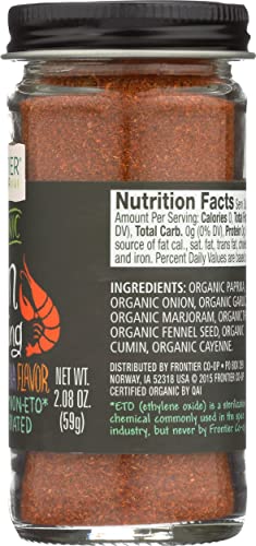 Frontier Co-op Organic Cajun Seasoning, 2.08-Ounce Jar, Authentic Louisiana Flavor For Southern Delicacies, Kosher, Non GMO