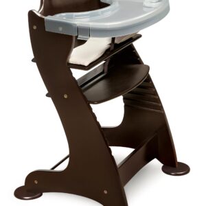 Badger Basket Embassy Wooden Height Adjustable Convertible Baby High Chair and Toddler Seat with Two Trays - Espresso