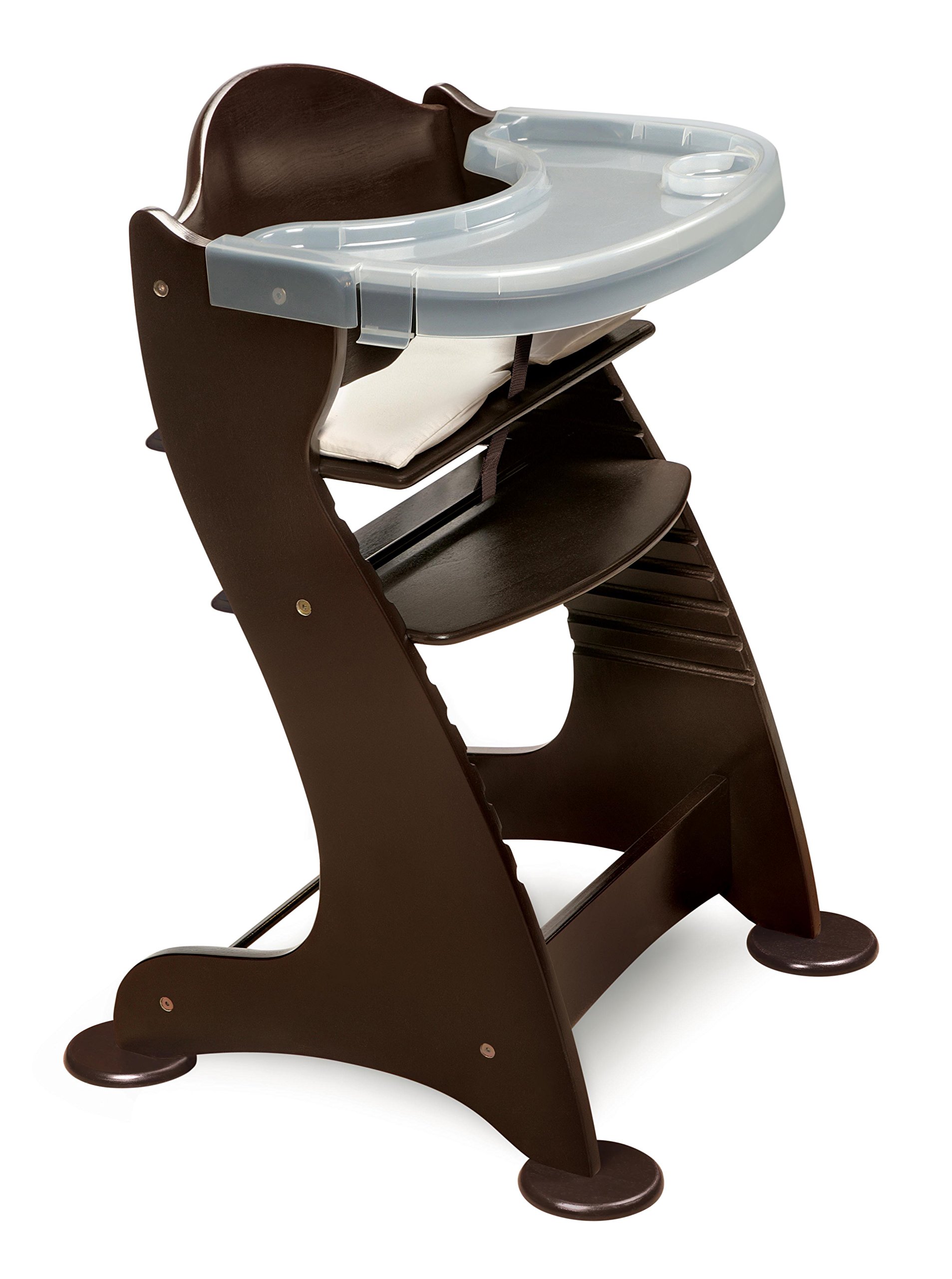 Badger Basket Embassy Wooden Height Adjustable Convertible Baby High Chair and Toddler Seat with Two Trays - Espresso