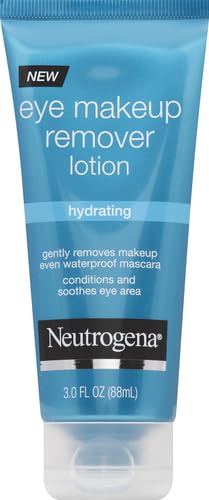 Neutrogena Hydrating Eye Makeup Remover Lotion, Gentle Daily Makeup Remover with Skin-Soothing Aloe and Cucumber Extracts to Remove Even Waterproof Mascara, Fragrance-Free, 3 oz