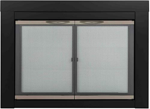 Pleasant Hearth Alsip Sunlight Nickel Glass Firescreen Door | Small