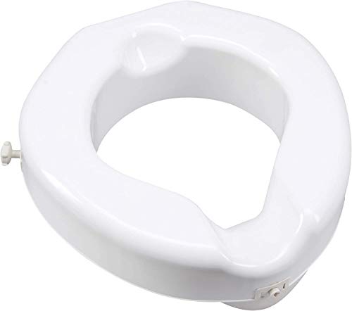 Carex Raised Toilet Seat with Extra Wide Opening - Toilet Seat Riser and Handicap Toilet Seat, White, 1 Count