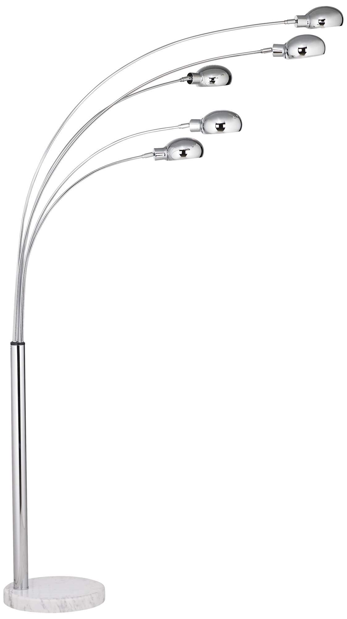 Possini Euro Design Infini Modern Mid Century Arched Floor Lamp Standing 5-Light 78" Tall Chrome Silver Metal Marble Base Swivel Dome Shade Decor for Living Room Reading House Family Bedroom Home