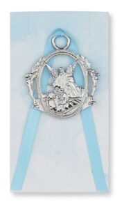 blue carded guardian angel crib medal