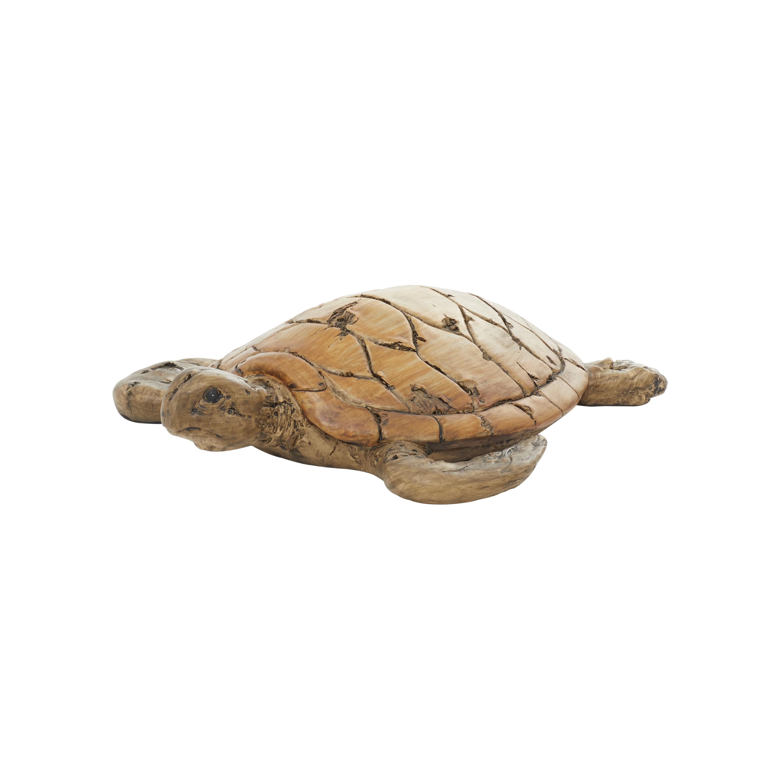 Deco 79 Polystone Turtle Decorative Sculpture Home Decor Statue, Accent Figurine 11" x 9" x 3", Brown