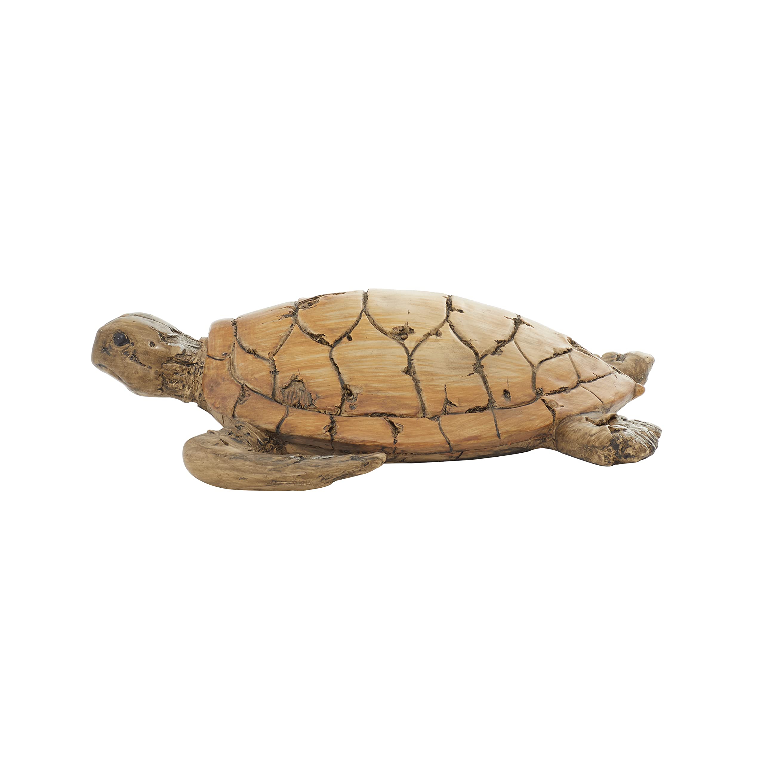 Deco 79 Polystone Turtle Decorative Sculpture Home Decor Statue, Accent Figurine 11" x 9" x 3", Brown