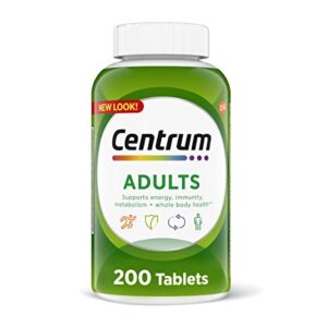 centrum adult multivitamin/multimineral supplement with antioxidants, zinc, vitamin d3 and b vitamins, gluten free, non-gmo ingredients - 200 count