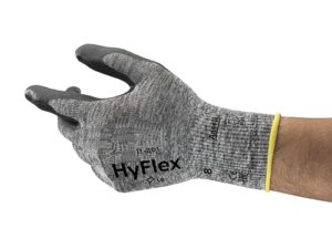 ansell hyflex 11-801 nylon glove, black foam nitrile coating, knit wrist cuff, large, size 9 (pack of 12)