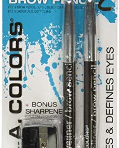 L.A. Colors 2-Piece Eyeliner/Brow Pencil with Sharpener, Dark Brown