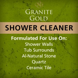 Granite Gold Shower Cleaner Spray for Quartz, Granite, Marble, Ceramic, and Other Stone Tub Surfaces, Made in the USA, 24 Ounces, Gold