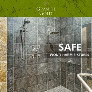 Granite Gold Shower Cleaner Spray for Quartz, Granite, Marble, Ceramic, and Other Stone Tub Surfaces, Made in the USA, 24 Ounces, Gold