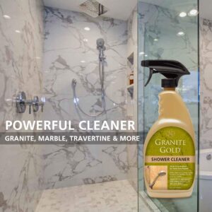 Granite Gold Shower Cleaner Spray for Quartz, Granite, Marble, Ceramic, and Other Stone Tub Surfaces, Made in the USA, 24 Ounces, Gold