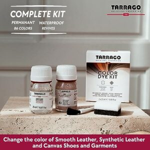 Tarrago Leather Dye Kit with Deglazer and Applicator - Restore & Recolor Shoes, Boots, Purses, Wallets, Jackets, and Furniture - Rich Pigment - 25mL - Bright red #102