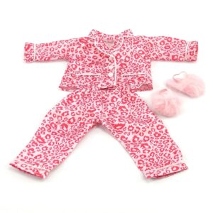 18 Inch Emily Rose Doll Clothes/clothing Fits American Girl Dolls - Pink Leopard Pajamas & Slippers 18" Outfit