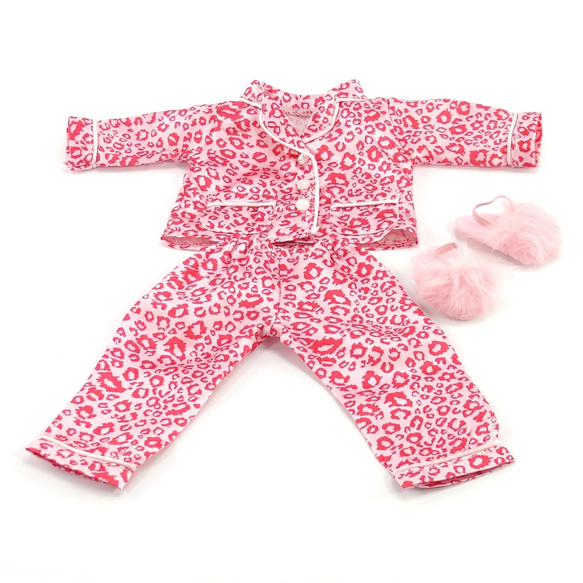 18 Inch Emily Rose Doll Clothes/clothing Fits American Girl Dolls - Pink Leopard Pajamas & Slippers 18" Outfit