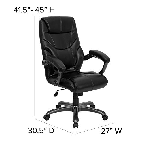 Flash Furniture Greer High Back Black LeatherSoft Executive Swivel Ergonomic Office Chair with Arms