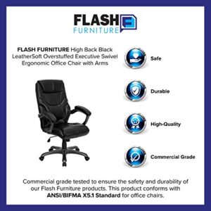 Flash Furniture Greer High Back Black LeatherSoft Executive Swivel Ergonomic Office Chair with Arms