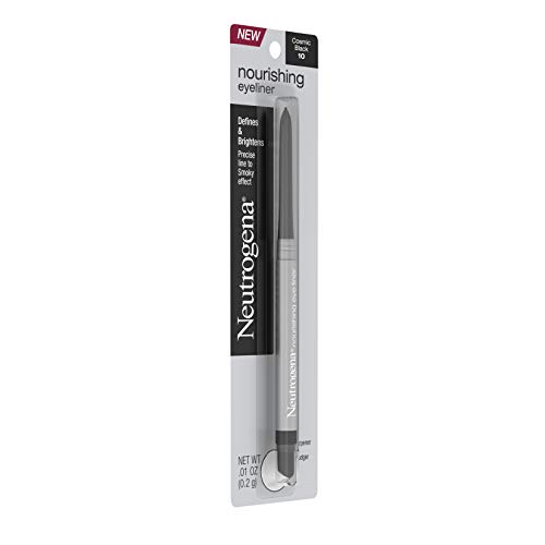 Neutrogena Nourishing Eyeliner Pencil, Built-in Sharpener for Precise Application and Smudger for Soft Smokey Look, Luminous, Nonfading and Nonsmudging Cosmic Black 10, 01 oz