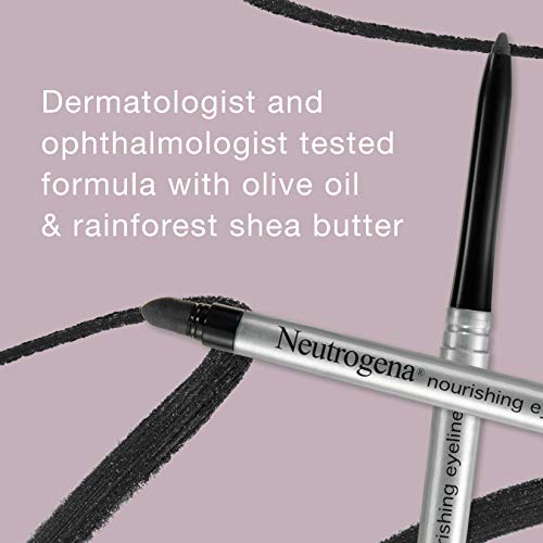 Neutrogena Nourishing Eyeliner Pencil, Built-in Sharpener for Precise Application and Smudger for Soft Smokey Look, Luminous, Nonfading and Nonsmudging Cosmic Black 10, 01 oz