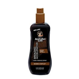 australian gold dark tanning accelerator spray gel with bronzer | 8 fl oz, multicolor, agcb175(packaging may vary)