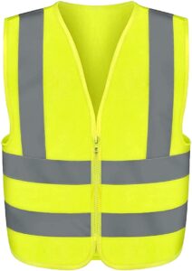 neiko 53940a high visibility safety vest with reflective strips | size medium | neon yellow color | zipper front | for emergency, construction and safety use