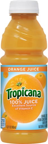 Tropicana 100% Orange Juice, 15.2 fl oz (Pack of 12) - Real Fruit Juices, Vitamin C Rich, No Added Sugars, No Artificial Flavors