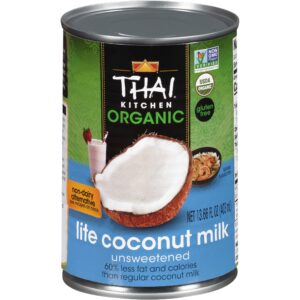 thai kitchen organic unsweetened lite coconut milk, 13.66 fl oz (pack of 6)