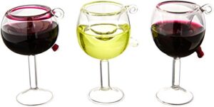 kurt adler t0748 2-1/2-inch 2-3/4-inch glass wine cup ornament, set of 3