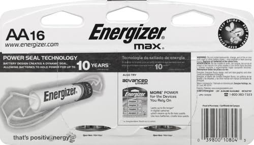 Energizer AA Batteries, Max Alkaline Batteries, 16 Count