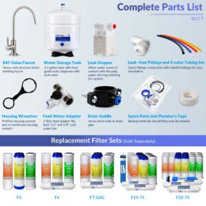 iSpring RCC7, NSF Certified, High Capacity Under Sink 5-Stage Reverse Osmosis Drinking Filtration System, 75 GPD, Brushed Nickel Faucet