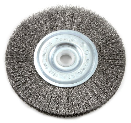 Forney 72743 Wire Wheel Brush, Fine Crimped with 1/2-Inch and 5/8-Inch Arbor, 5-Inch-by-.008-Inch