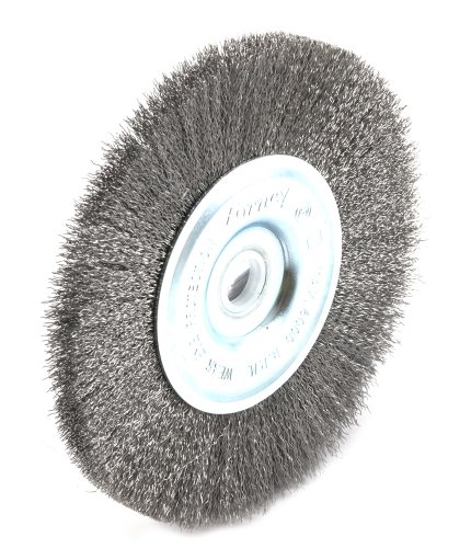 Forney 72743 Wire Wheel Brush, Fine Crimped with 1/2-Inch and 5/8-Inch Arbor, 5-Inch-by-.008-Inch