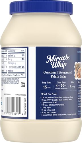 Miracle Whip Dressing, for a Keto and Low Carb Lifestyle, (30 fl oz Jar)