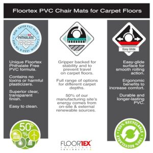 Cleartex Floortex Advantagemat 48-inch x 79-inch Rectangular Chair Mat for Carpets up to 1/4-inch , Vinyl (1120025EV)