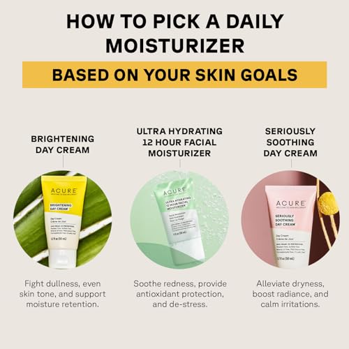 Acure Brightening Day Cream - Radiant Skin Day Cream with Cica & Argan Oil - Moisturizes, Evens Tone - 100% Vegan Formula - All Skin Types - Soothing & Nourishing Ingredients - 1.7 Fl Oz