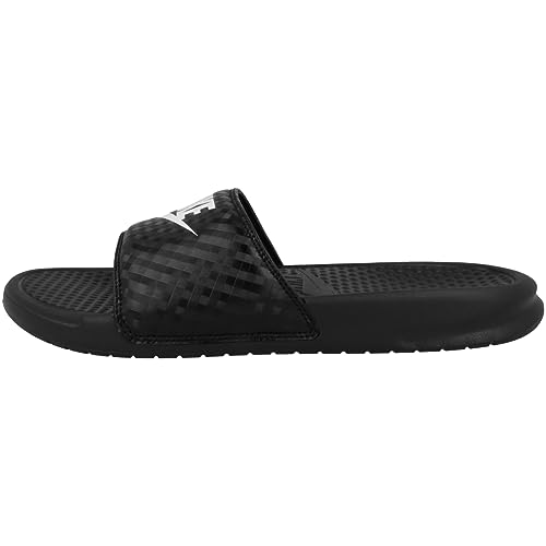 Nike Women's Benassi Just Do It Sandal, Black/White, 8 Regular US