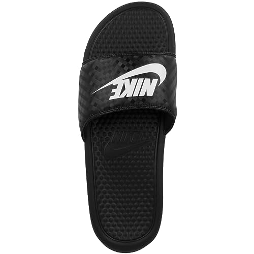 Nike Women's Benassi Just Do It Sandal, Black/White, 8 Regular US